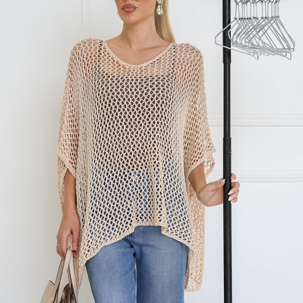 Lisa Mesh Poncho in Black or Oatmeal – MikkiB Fashion